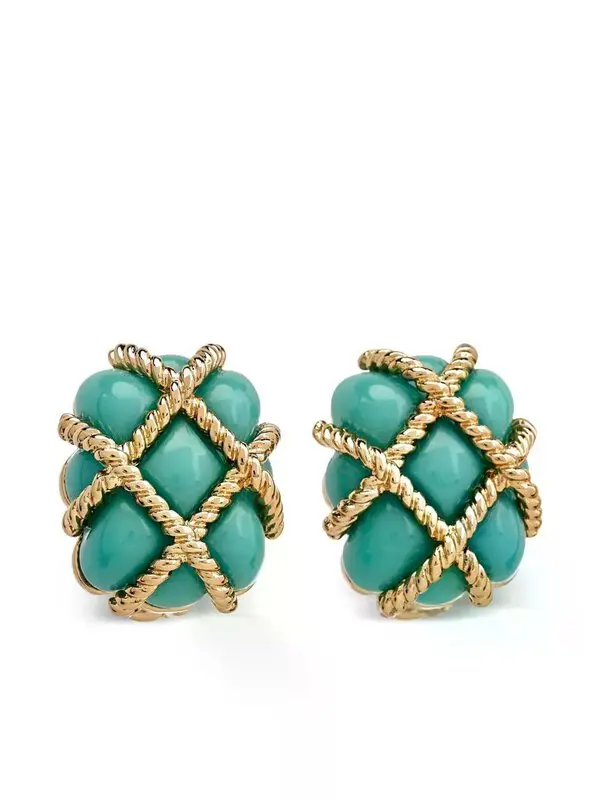 KENNETH JAY LANE Quilted Clip Earrings - Blue