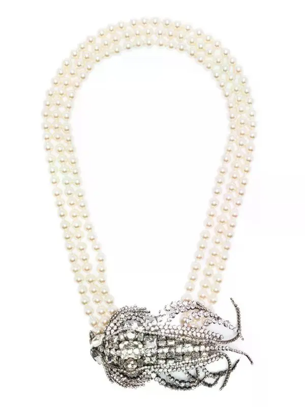 Valentino Garavani Pearl And Crystal Necklace - Silver