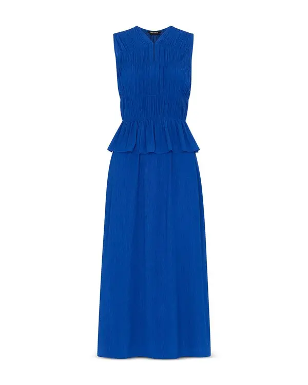 Whistles Petite Shirred V Neck Midi Dress In Cobalt Blue - 40% Off |  Editorialist