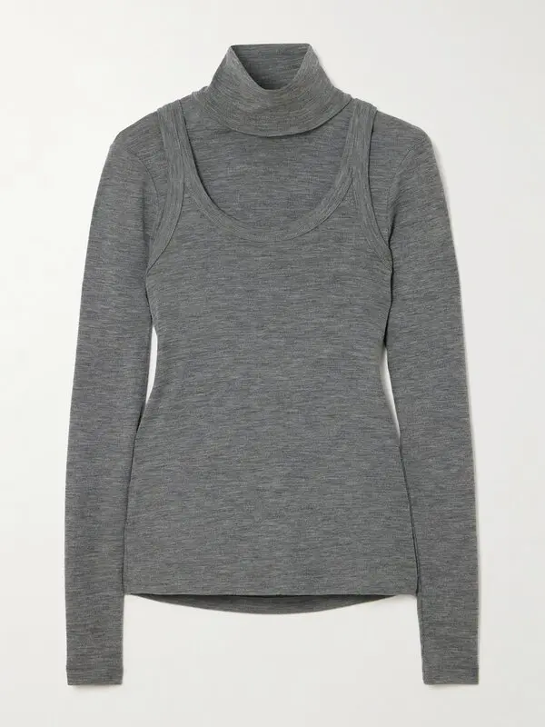 RÓHE Convertible Layered Merino Wool-jersey Turtleneck Top