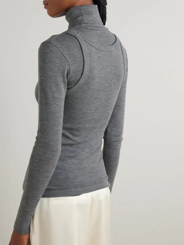 RÓHE Convertible Layered Merino Wool-jersey Turtleneck Top