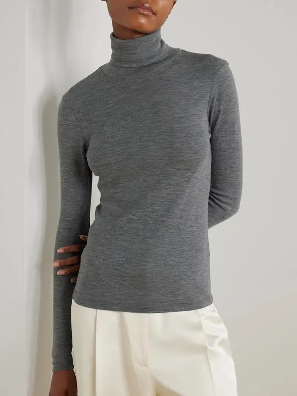 RÓHE Convertible Layered Merino Wool-jersey Turtleneck Top