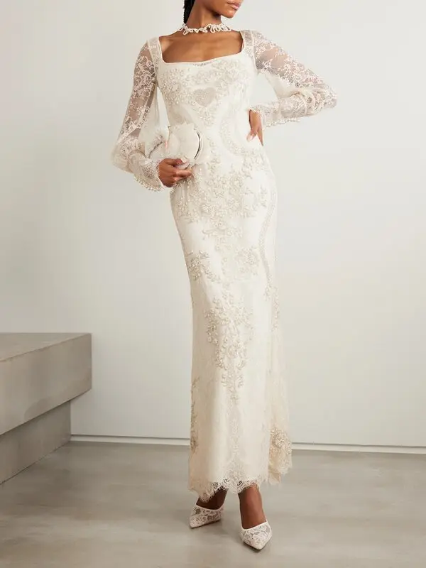 CLIO PEPPIATT Flora Embellished Lace Gown