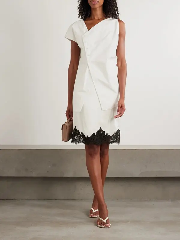 Stella McCartney Lace-trimmed Satin Wrap Skirt - Neutrals
