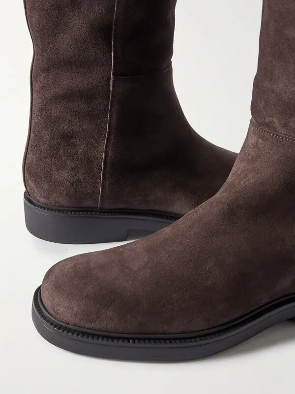 TOD'S Embellished Suede Knee Boots - Brown