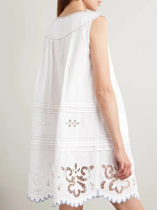 Vita Kin Cleo Pintucked Broderie Anglaise Cotton-batiste Mini Dress - White