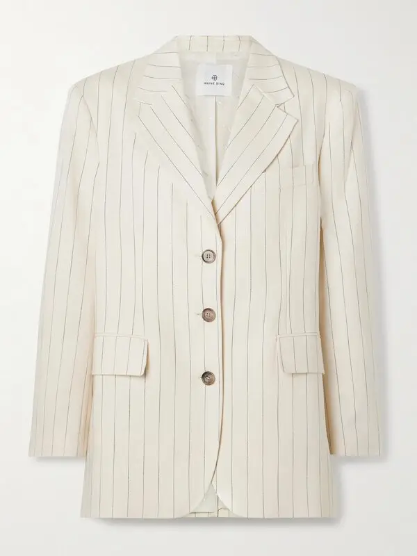 ANINE BING Sara Pinstriped Oversized Blazer