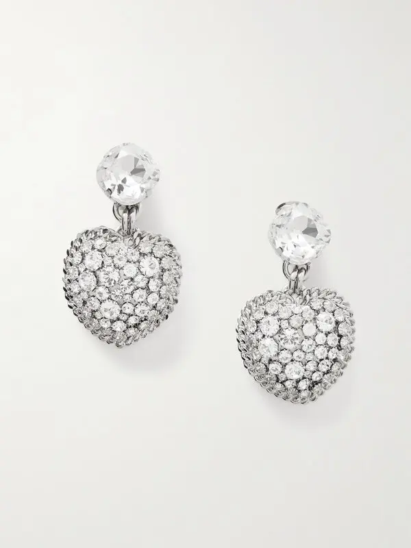 Alessandra Rich Crystal Clip Earrings - Silver