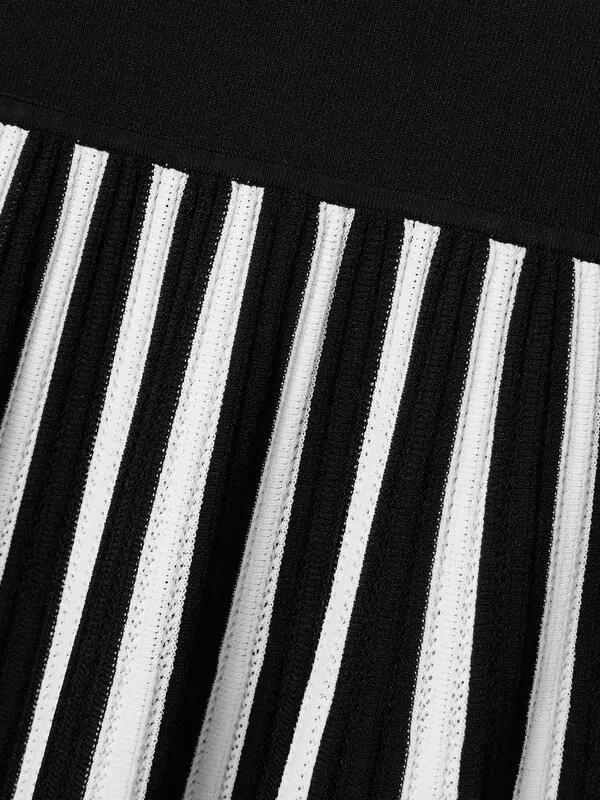 Maria Mcmanus Striped Ribbed Pointelle-knit Midi Dress