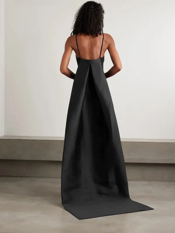Solace London Crepe And Draped Twill Gown - Black