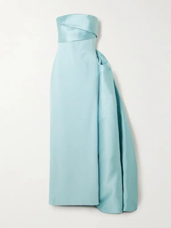 Solace London Kinsley Strapless Draped Gown - Blue