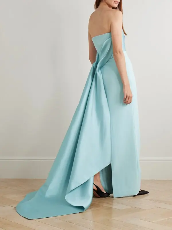 Solace London Kinsley Strapless Draped Gown - Blue