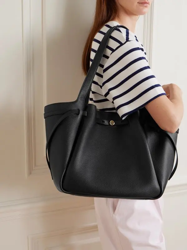 Tory Burch Romy Textured-leather Tote - Black