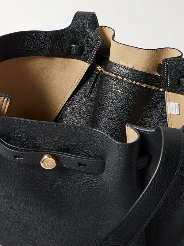 Tory Burch Romy Textured-leather Tote - Black