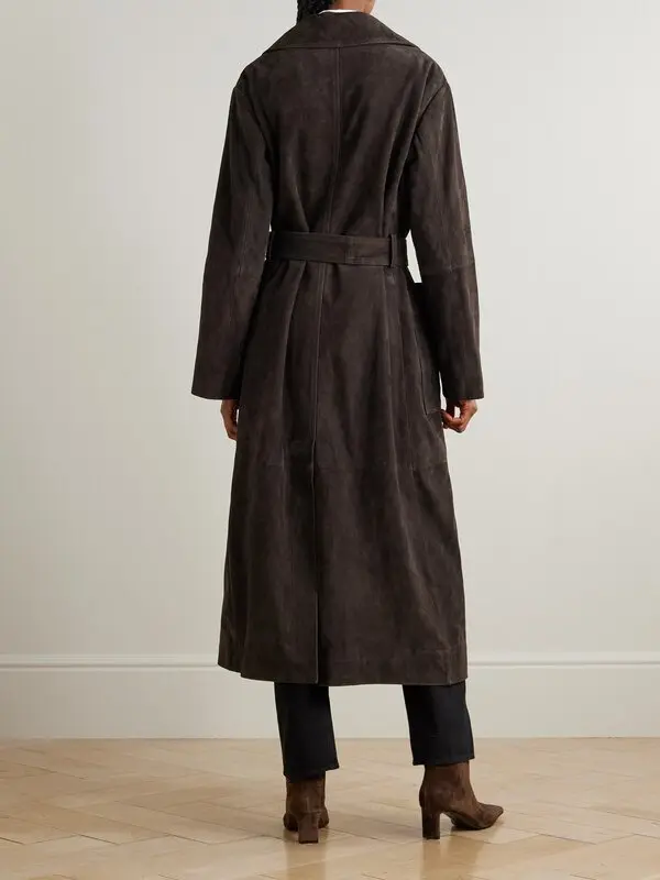 RÓHE Suede Trench Coat - Brown