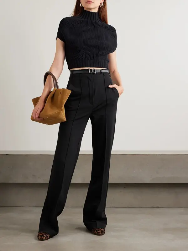 Sportmax Texas Belted Stretch-jersey Flared Pants