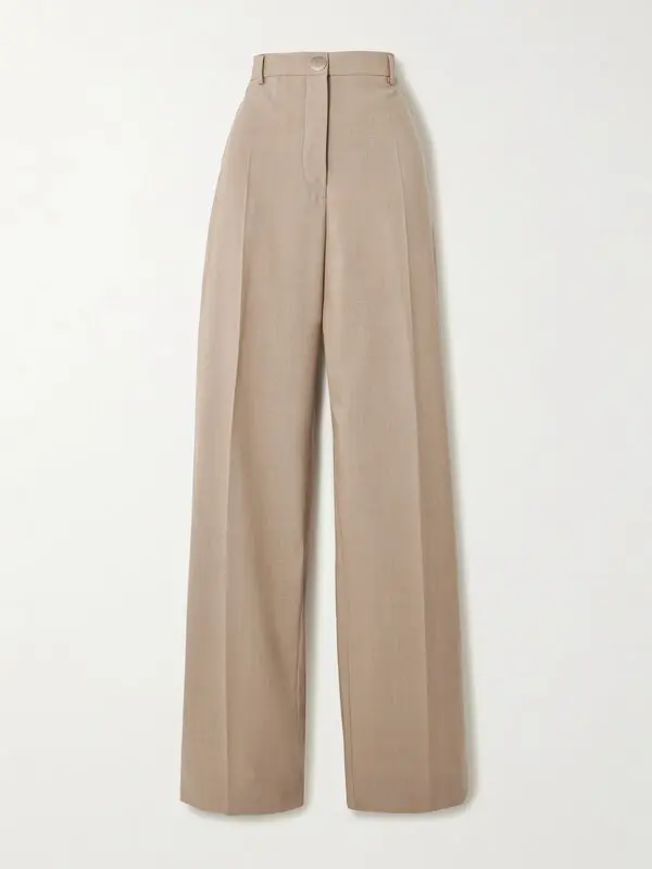 sportmax - Salvo Pleated Grain De Poudre Wool Wide-Leg Pants
