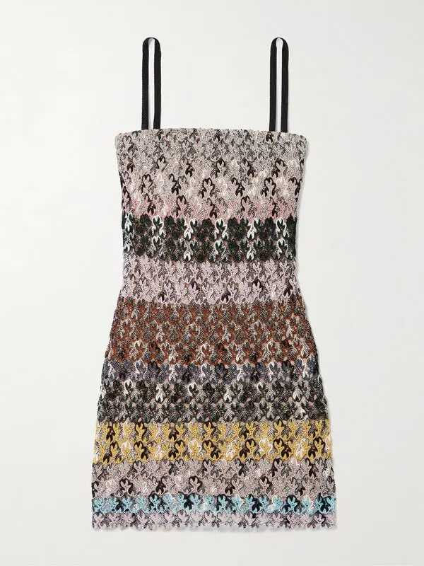 Missoni Striped Metallic Crochet-knit Mini Dress - Multi
