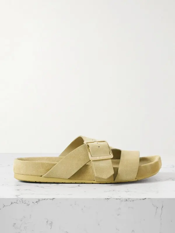 Loewe Ease Buckled Suede Slides