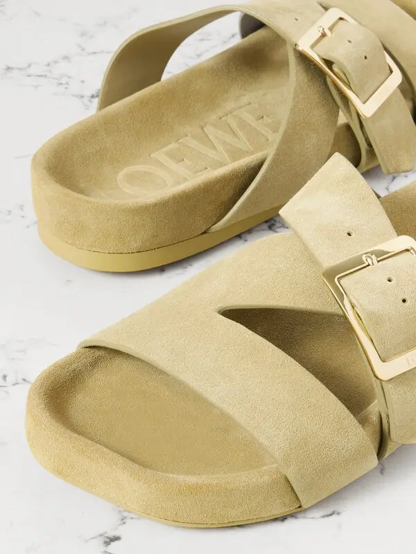 Loewe Ease Buckled Suede Slides
