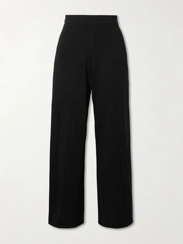 Max Mara Lama Ribbed Jersey Wide-leg Pants - Black