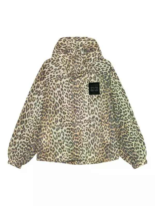 GANNI Leopard Print Hooded Jacket - Neutrals