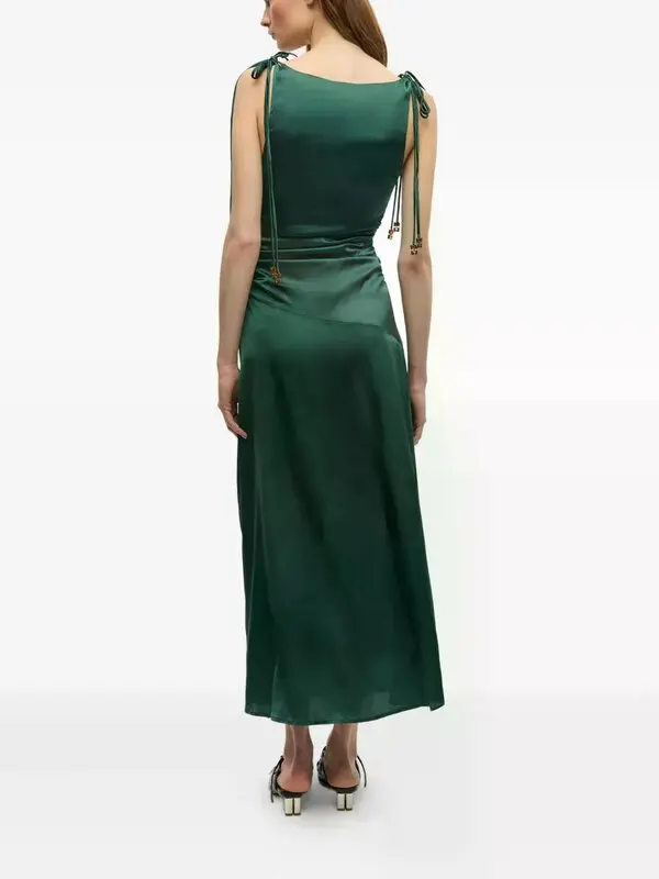 GANNI Satin Maxi Dress - Green