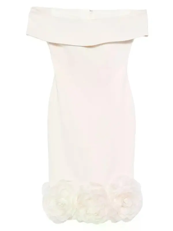 TARIK EDIZ Off-shoulder Rose-embellished Midi Dress