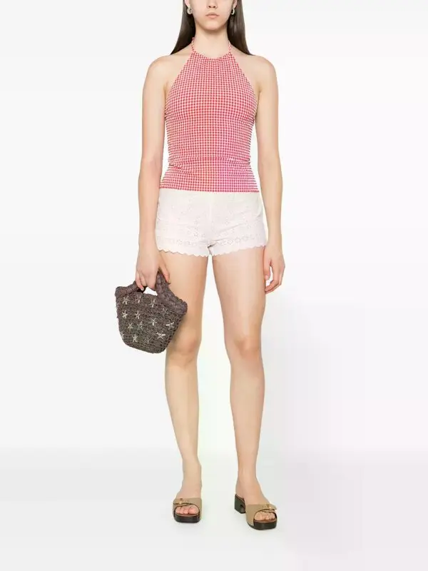 Hunza G Gingham Halterneck Top