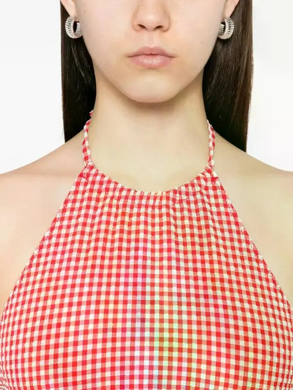 Hunza G Gingham Halterneck Top