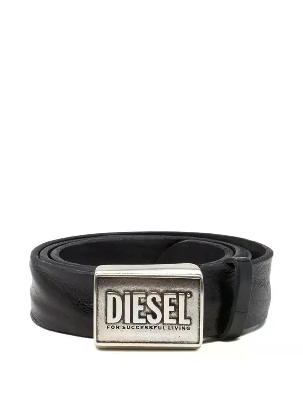 Diesel Belt With Logo Buckle - Black