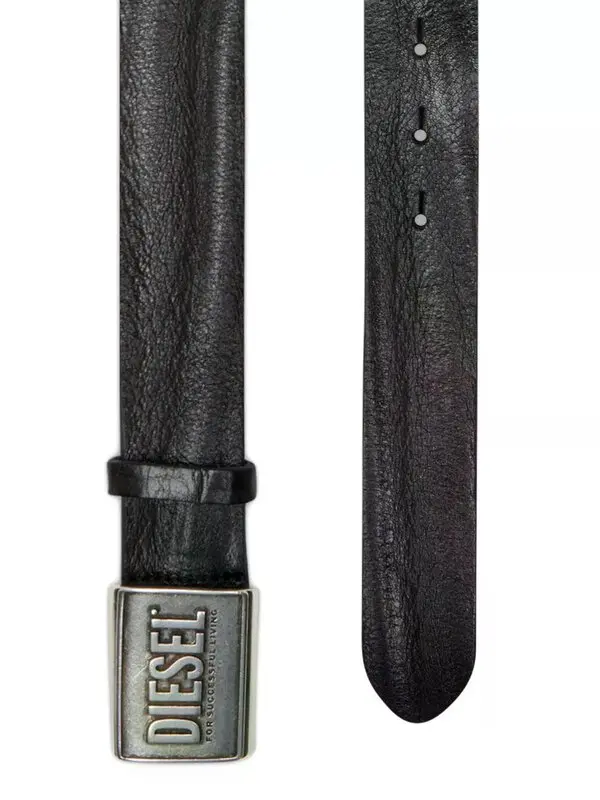 DIESEL® Belt With Logo Buckle - Black