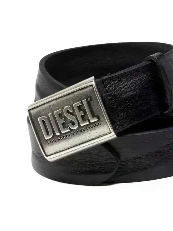 DIESEL® Belt With Logo Buckle - Black