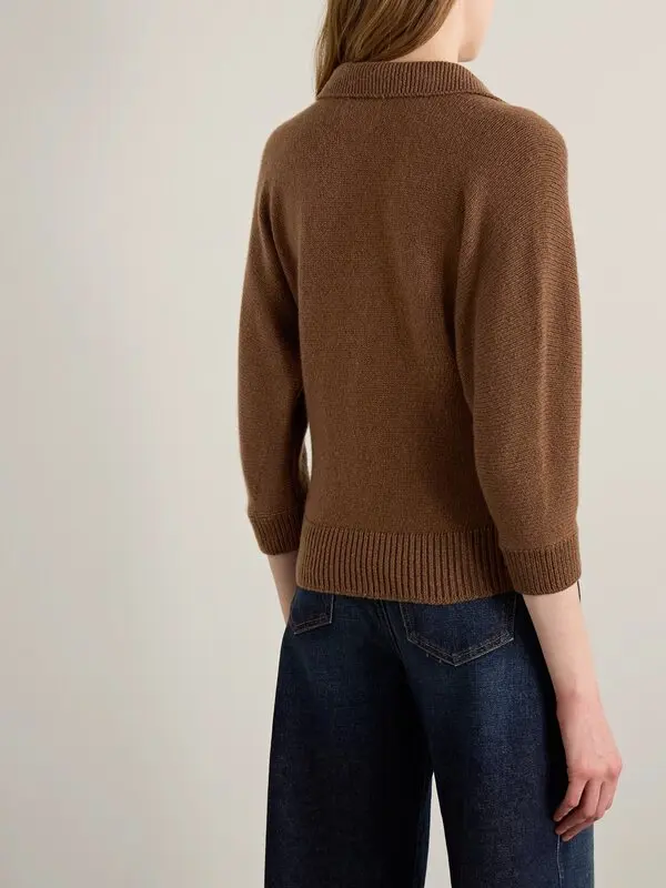 Khaite Herve Cashmere Polo Sweater - Brown