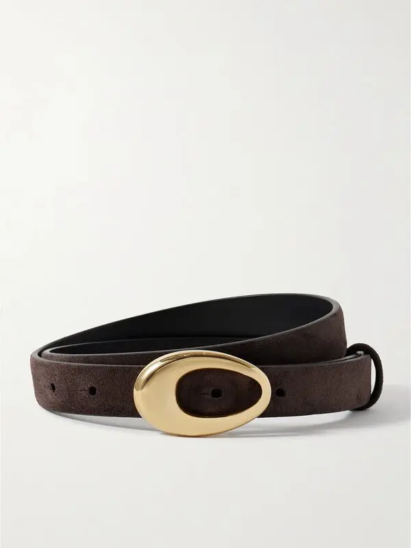 Khaite Olivia Suede Belt - Brown