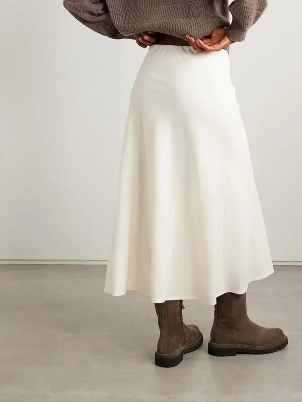 Brunello Cucinelli Wool-blend A-line Midi Skirt - Neutrals