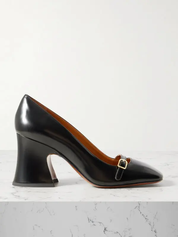 Chloé Janis Buckled Glossed-leather Pumps