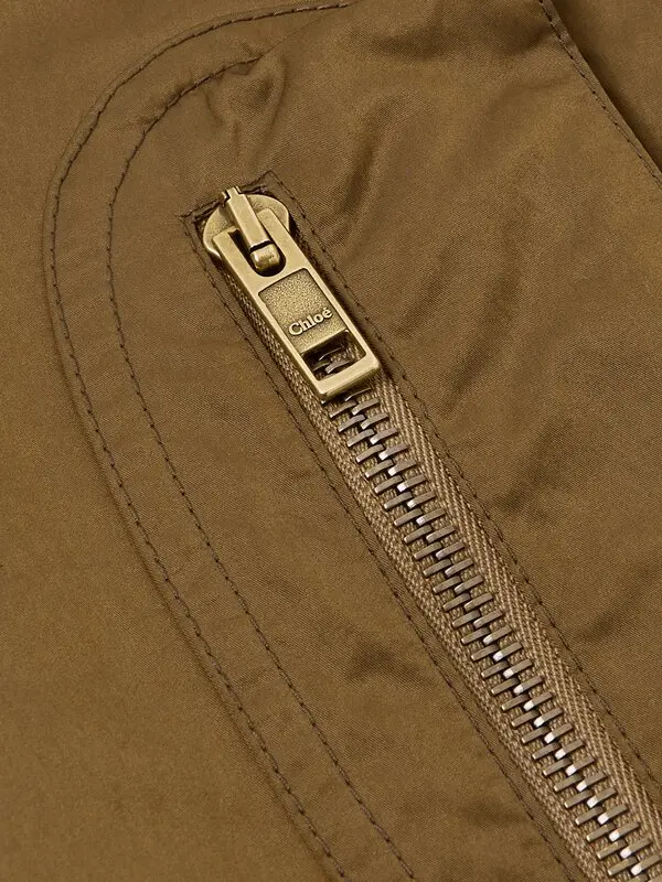 Chloé Cropped Shell Bomber Jacket - Brown