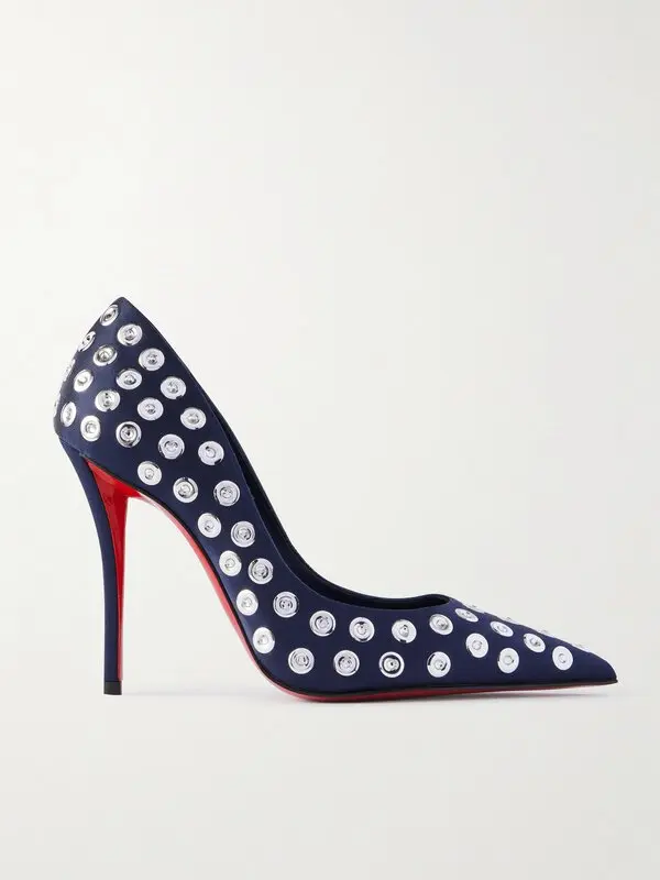 CHRISTIAN LOUBOUTIN Miss Z Boum Boum 100 Embellished Pumps - Blue