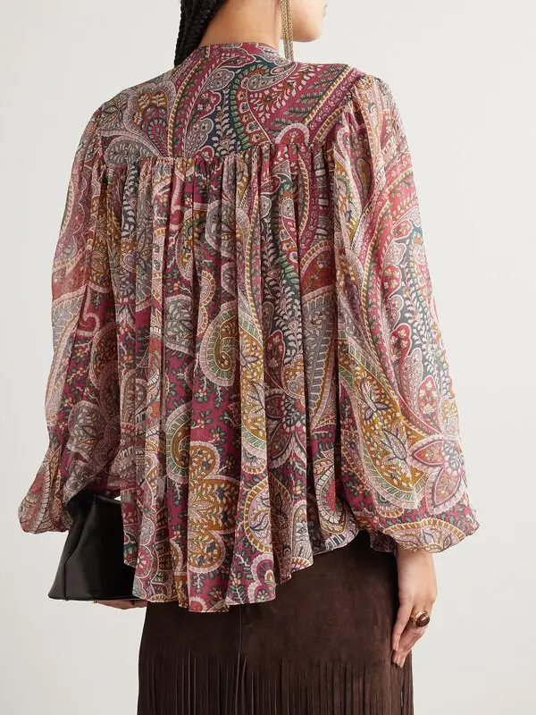 Etro Paisley-print Silk-crepon Shirt - Red
