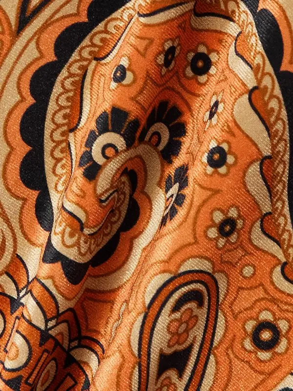 Etro Paisley-print Velvet Turtleneck Midi Dress - Orange