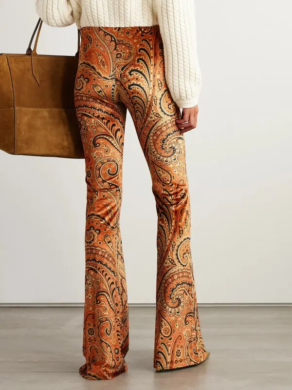 Etro Paisley-print Stretch-velvet Flared Pants