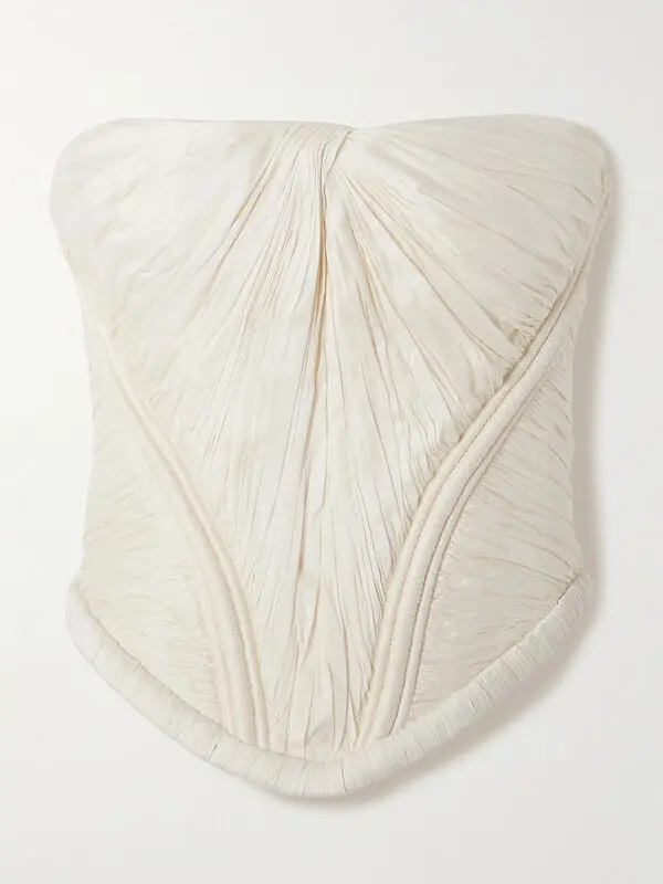 DANIELLE FRANKEL Priscilla Strapless Gathered Taffeta Bustier Top