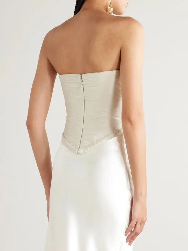 DANIELLE FRANKEL Priscilla Strapless Gathered Taffeta Bustier Top