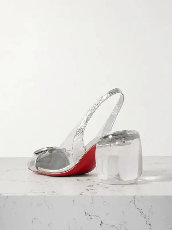 CHRISTIAN LOUBOUTIN Minny Bubble 70 Buckled Slingback Pumps - Silver