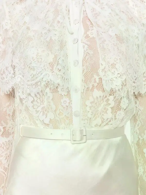 SELF-PORTRAIT Lace-panel Satin Maxi Dress