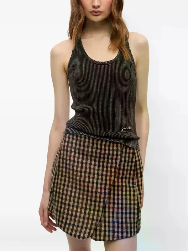 GANNI Ribbed Tank Top - Black
