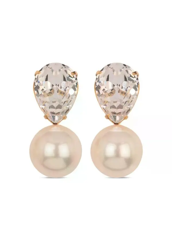 JENNIFER BEHR Crystal And Pearl Drop Earrings - Neutrals