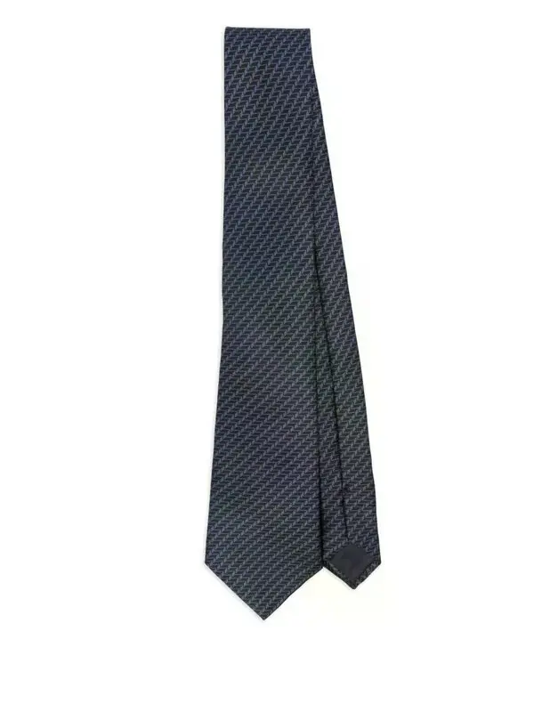 Giorgio Armani Geometric-pattern Silk Tie - Brown