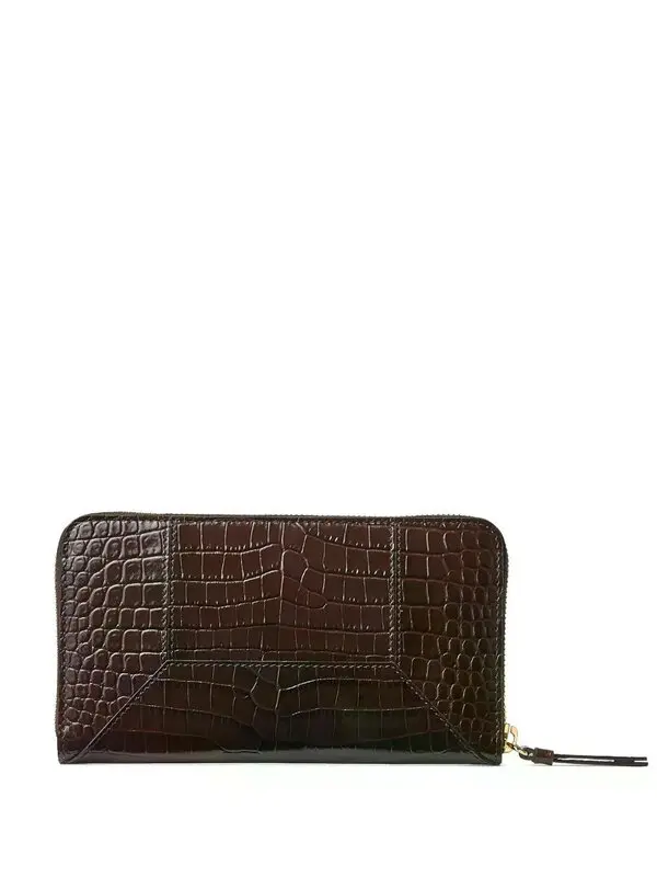 JIMMY CHOO Pippa Crocodile-effect Zip-around Wallet - Brown